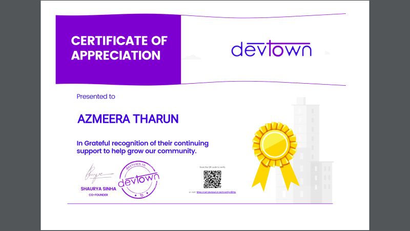 Tharun Azmeera on LinkedIn: #devtown Tharun Azmeera on LinkedIn: #devtown