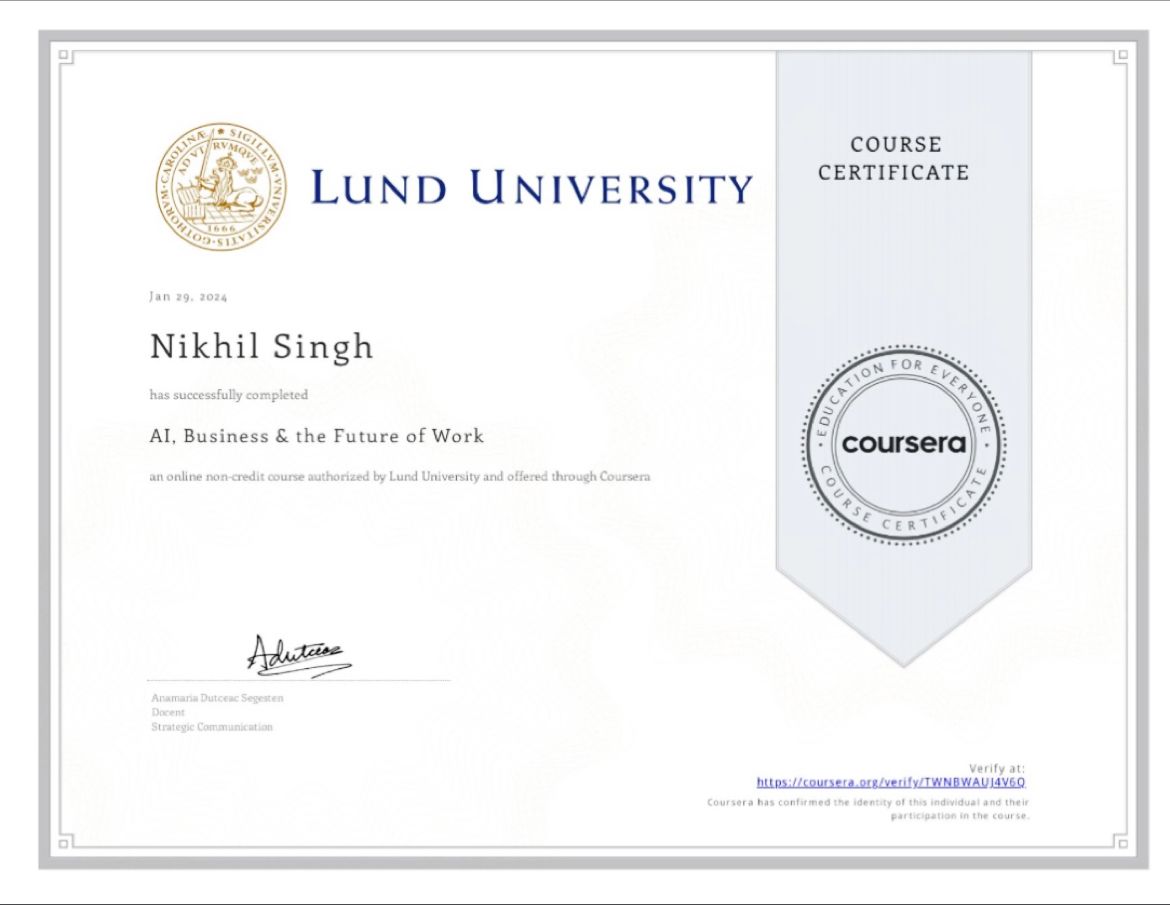 Nikhil Singh on LinkedIn: #ai #futureofwork #continuouslearning Nikhil Singh on LinkedIn: #ai #futureofwork #continuouslearning