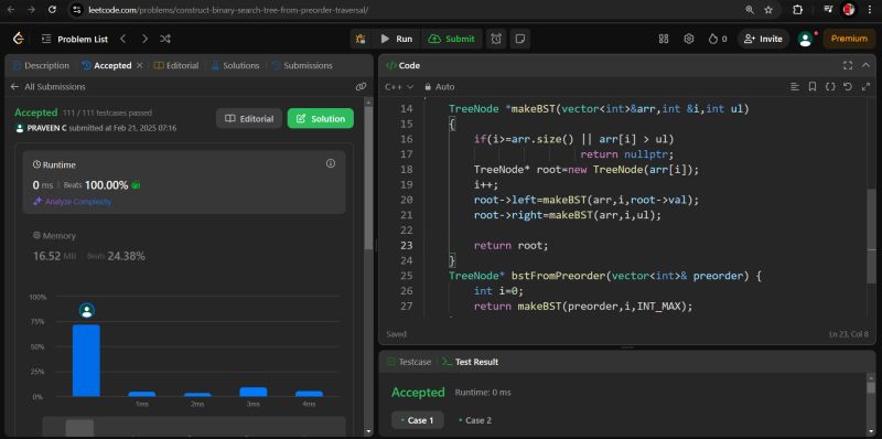 5/7 Solved...! ProblemName : Construct Binary Search Tree from Preorder ... 5/7 Solved...! ProblemName : Construct Binary Search Tree from Preorder ...