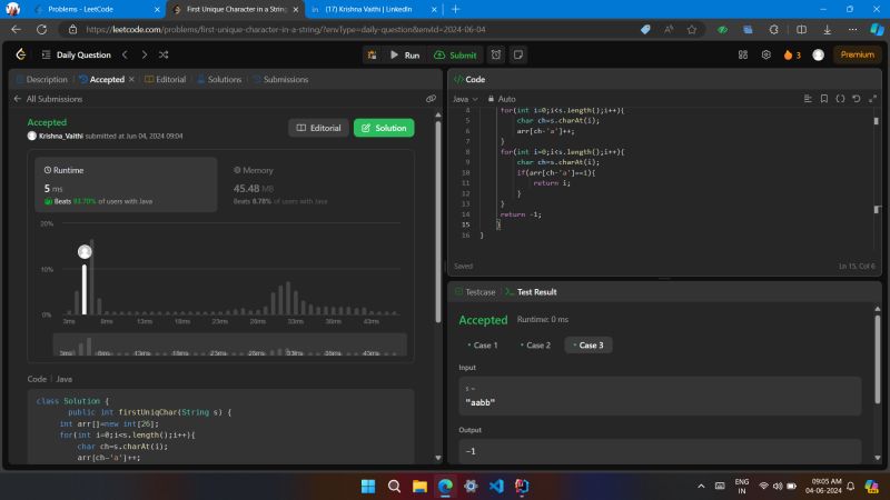 Krishna Vaithi on LinkedIn: 🚀 Day 5 of #100DaysOfCode 🚀 Solved LeetCode ... Krishna Vaithi on LinkedIn: 🚀 Day 5 of #100DaysOfCode 🚀 Solved LeetCode ...
