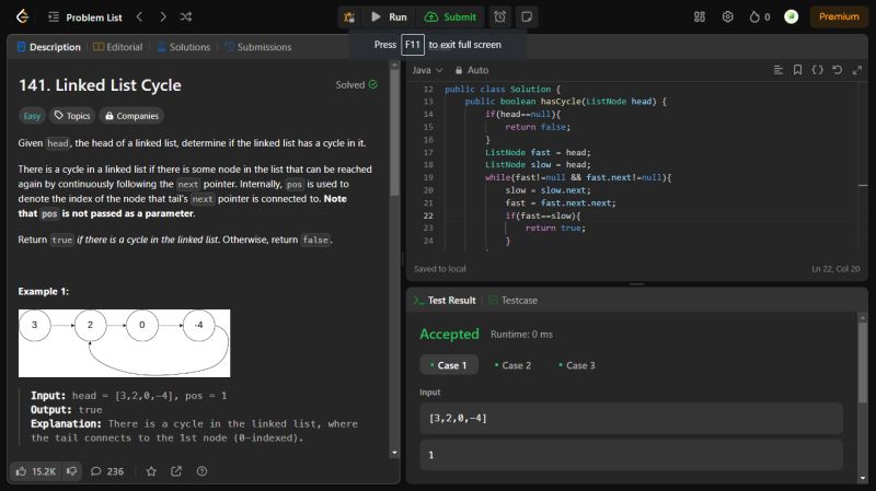 Day 73 of the #100DaysOfCode Challenge: Solving Linked List Cycle ... Day 73 of the #100DaysOfCode Challenge: Solving Linked List Cycle ...