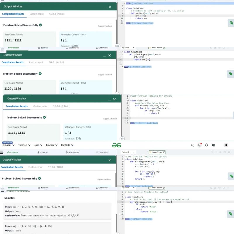 Day 1 of coding Solved 5 basic problems from geeks 1.Find the element ... Day 1 of coding Solved 5 basic problems from geeks 1.Find the element ...