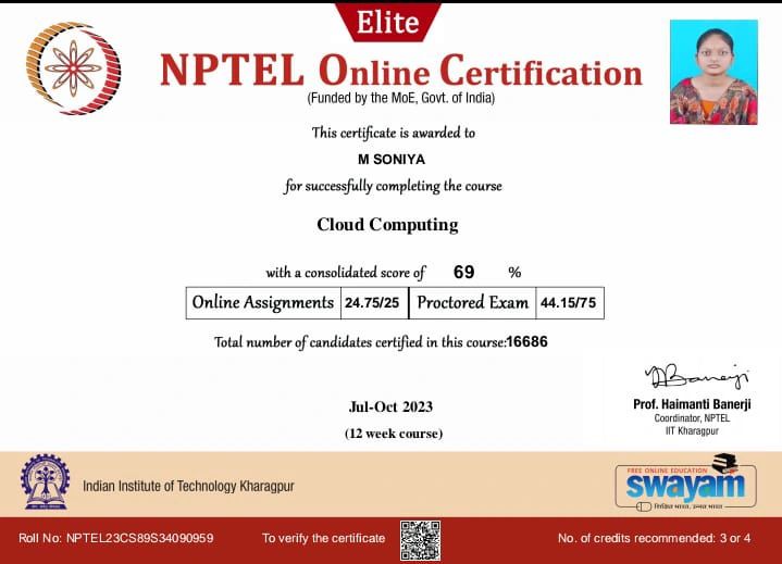 Soniya Marganeni on LinkedIn: #nptel #cloudcomputing Soniya Marganeni on LinkedIn: #nptel #cloudcomputing