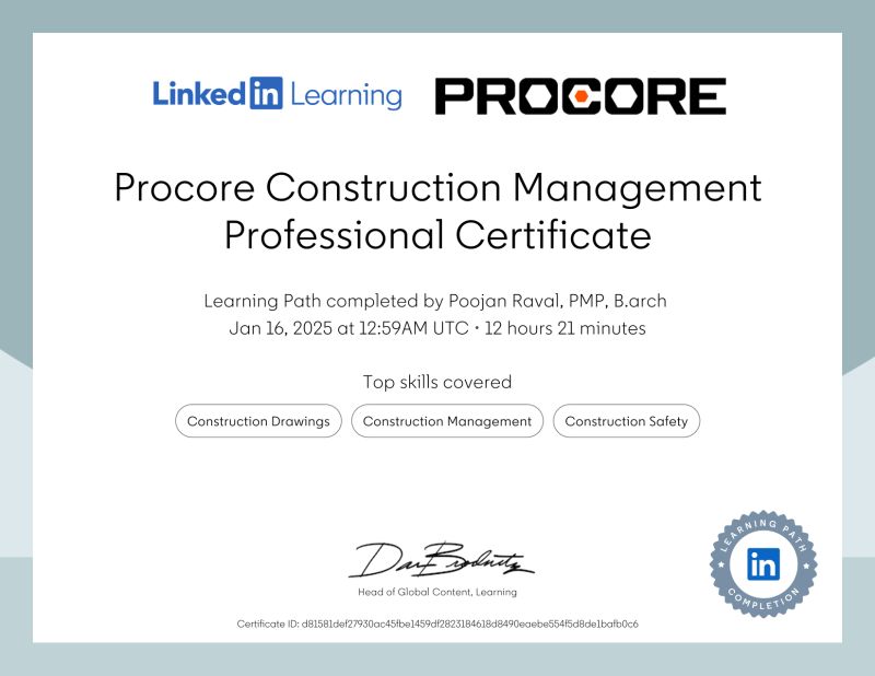 Poojan Raval, PMP, B.arch on LinkedIn: Certificate of Completion Poojan Raval, PMP, B.arch on LinkedIn: Certificate of Completion