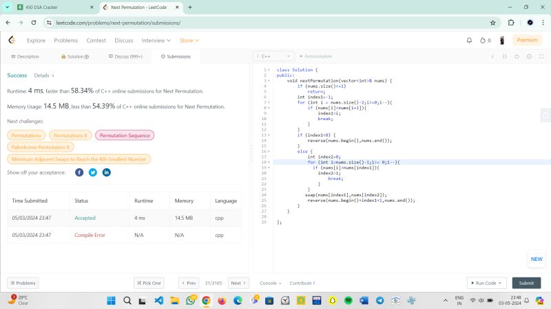 Data Structures Problem: Next Permutation | Ayush Vardhan posted on the ... Data Structures Problem: Next Permutation | Ayush Vardhan posted on the ...