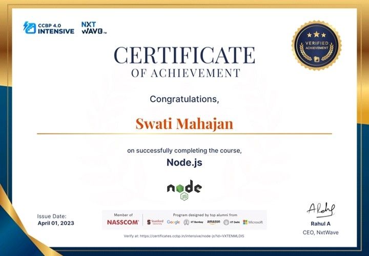 Swati M. on LinkedIn: #nodejs #nxtwave #ccbp #ccbpintensive # ... Swati M. on LinkedIn: #nodejs #nxtwave #ccbp #ccbpintensive # ...