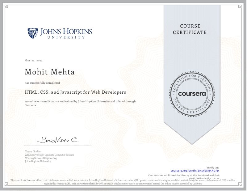 Mohit Mehta on LinkedIn: #certification #html #css #javascript # ... Mohit Mehta on LinkedIn: #certification #html #css #javascript # ...