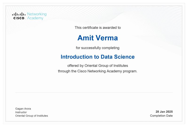 #datascience #cisco #learning | Amit Verma #datascience #cisco #learning | Amit Verma