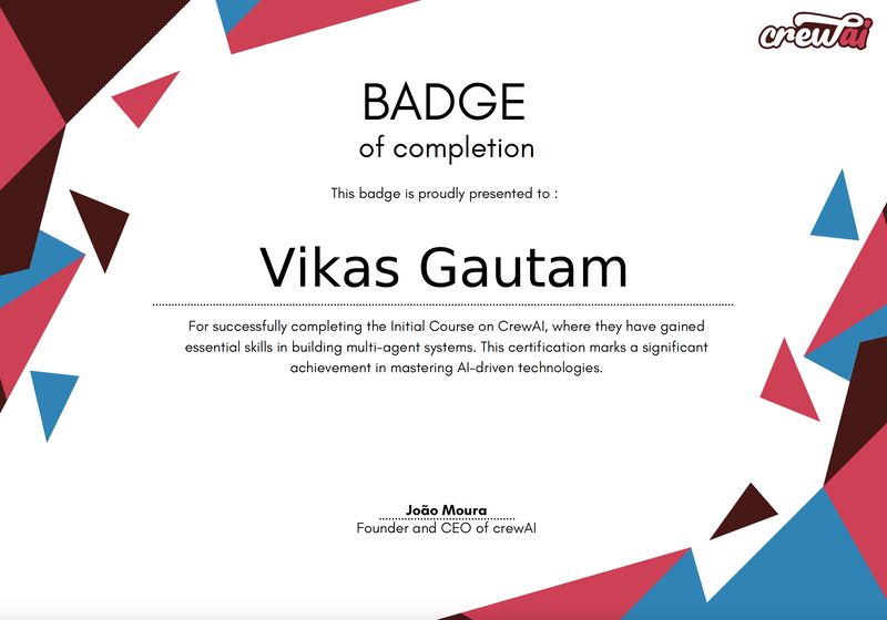 Vikas Gautam on LinkedIn: #crewai #ai #multiagentsystems Vikas Gautam on LinkedIn: #crewai #ai #multiagentsystems