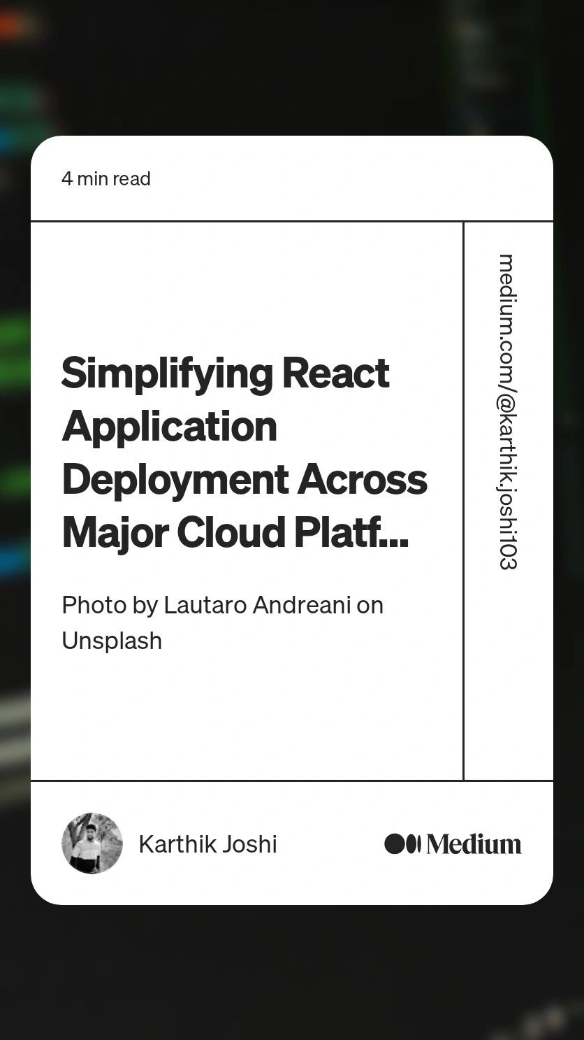 #react #clouddeployment #devops | Kartik Joshi #react #clouddeployment #devops | Kartik Joshi