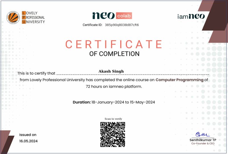 Akash Singh on LinkedIn: #lpu #coding #cprogramming #coding Akash Singh on LinkedIn: #lpu #coding #cprogramming #coding
