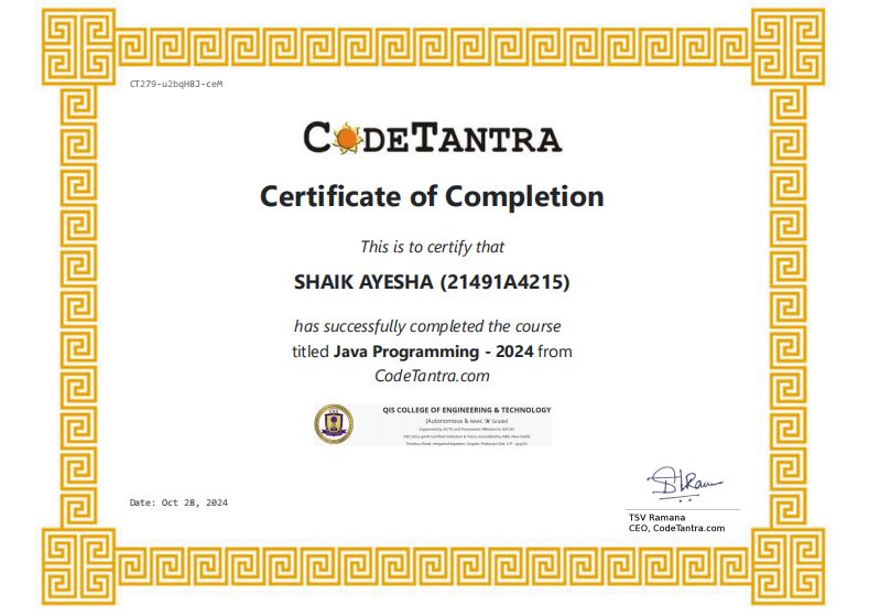 Shaik Ayesha on LinkedIn: HELLO EVERYONE! I have successfully completed ... Shaik Ayesha on LinkedIn: HELLO EVERYONE! I have successfully completed ...
