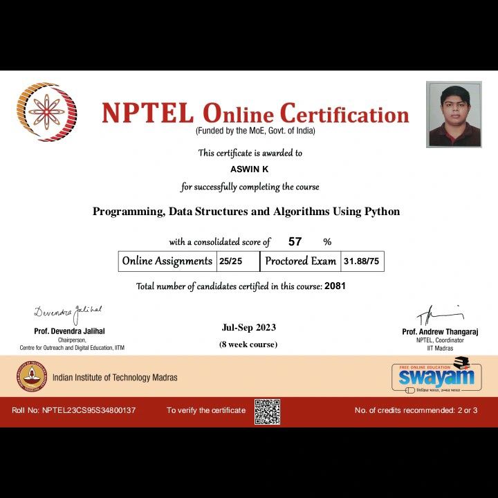 Aswin K on LinkedIn: #nptel #datastructures #algorithms # ... Aswin K on LinkedIn: #nptel #datastructures #algorithms # ...