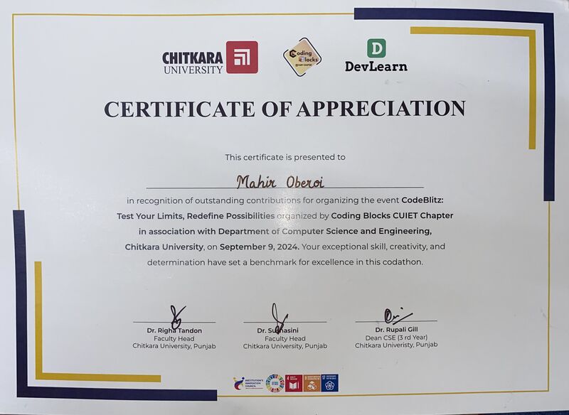 Mahir Oberoi on LinkedIn: #chitkarauniversity #codingblocks #devlearn # ... Mahir Oberoi on LinkedIn: #chitkarauniversity #codingblocks #devlearn # ...