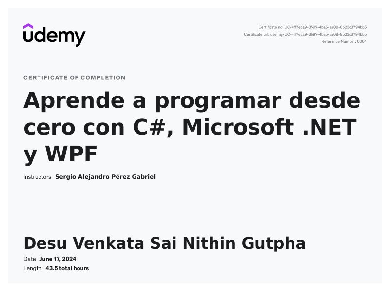 Sai Nithin on LinkedIn: #csharp #certification #programming # ... Sai Nithin on LinkedIn: #csharp #certification #programming # ...