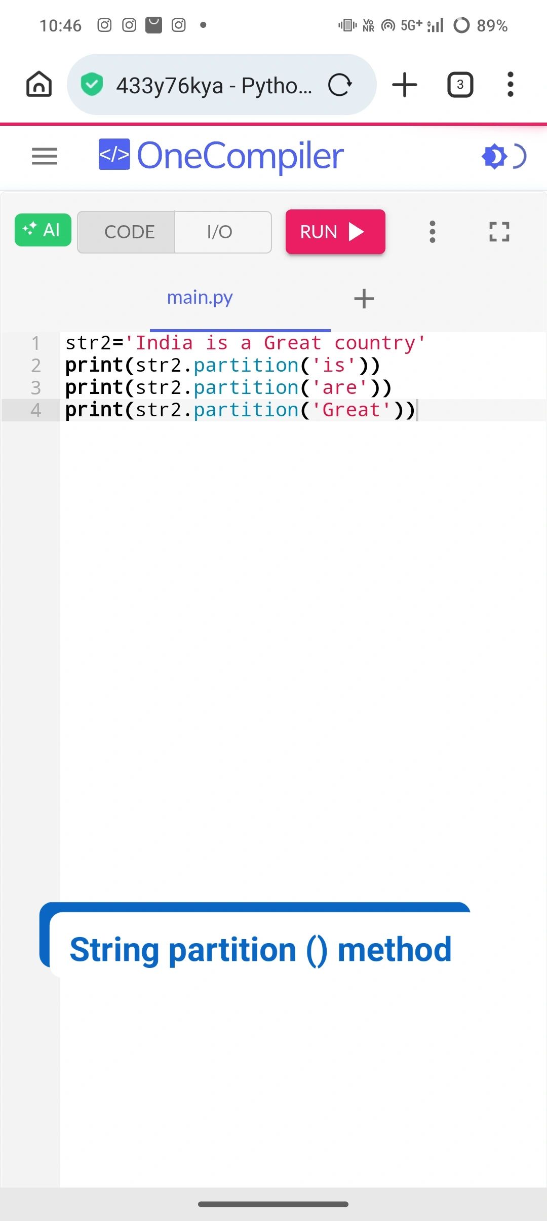 Mithlesh Chauhan on LinkedIn: string partition () method Mithlesh Chauhan on LinkedIn: string partition () method