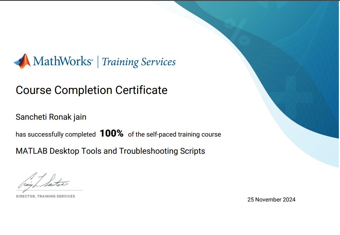 Sancheti Ronak jain on LinkedIn: #matlab #certification #learning # ... Sancheti Ronak jain on LinkedIn: #matlab #certification #learning # ...