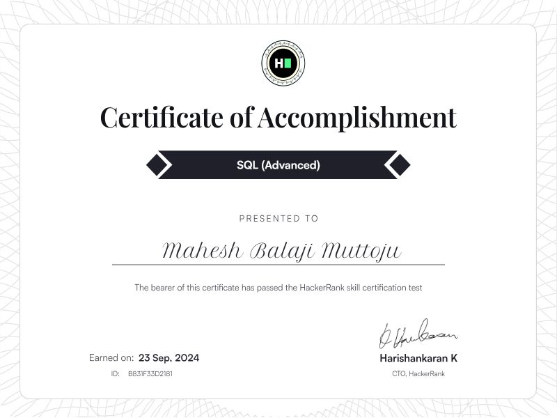 Mahesh Balaji on LinkedIn: #hackerrank #sql #codegnan Mahesh Balaji on LinkedIn: #hackerrank #sql #codegnan