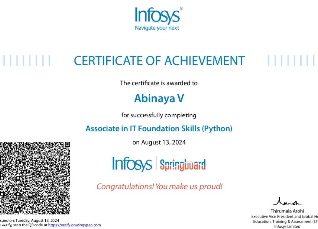 Abinaya Venkadesan on LinkedIn: #python #itskills #continuouslearning # ... Abinaya Venkadesan on LinkedIn: #python #itskills #continuouslearning # ...