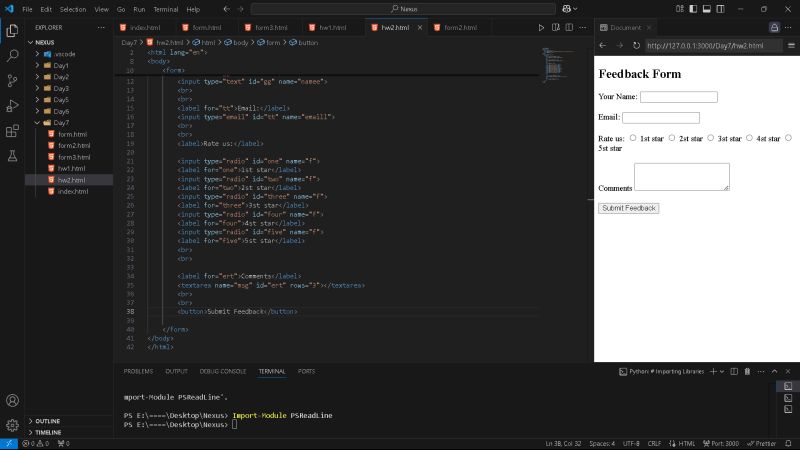 #webdevelopment #html #forms #emmet #nexusplus #coding #learningjourney ... #webdevelopment #html #forms #emmet #nexusplus #coding #learningjourney ...