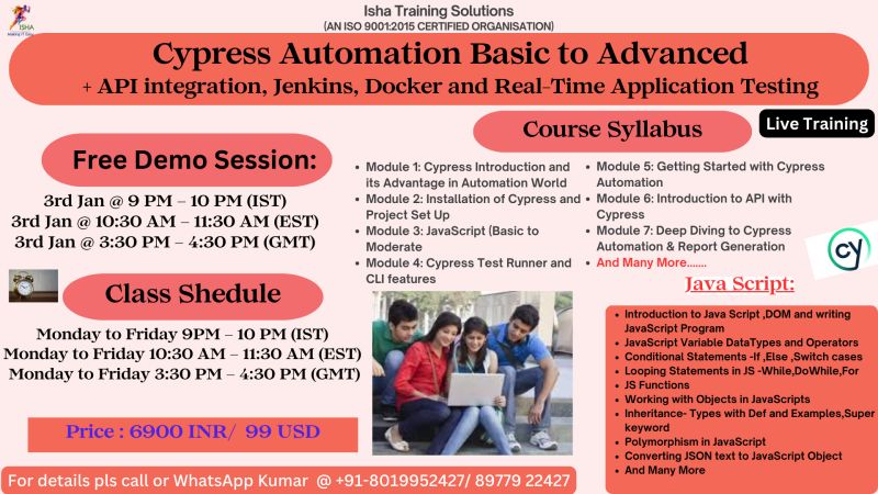 Isha Training Solutions on LinkedIn: #cypress #java #seleniumautomation ... Isha Training Solutions on LinkedIn: #cypress #java #seleniumautomation ...
