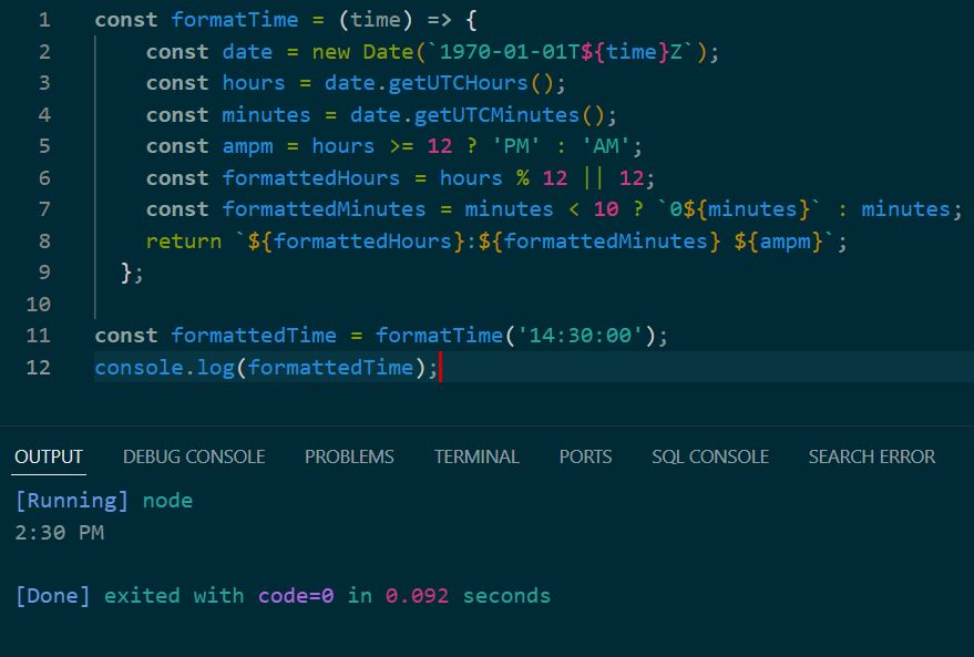 How a JavaScript function converts 24-hour format time into AM/PM ... How a JavaScript function converts 24-hour format time into AM/PM ...