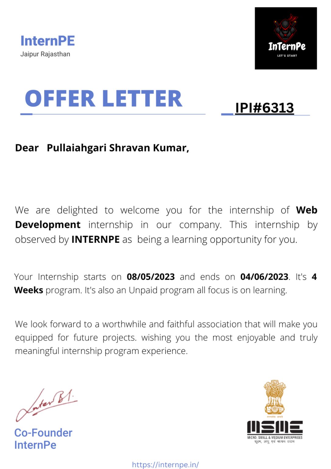 Shravan kumar Pullaiahgari on LinkedIn: #internpe Shravan kumar Pullaiahgari on LinkedIn: #internpe