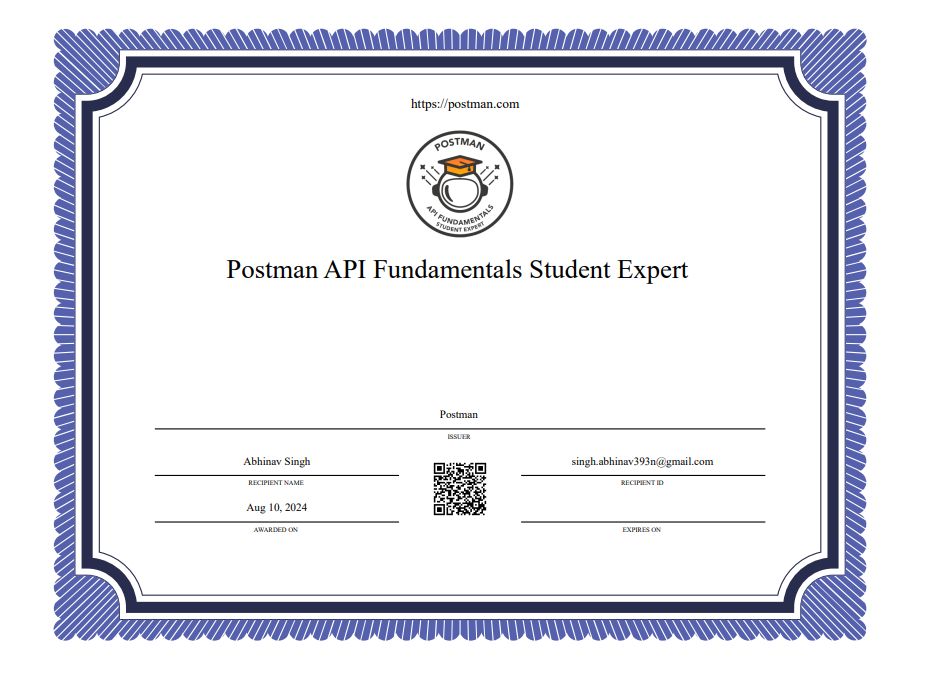 Abhinav Singh on LinkedIn: #postmanstudent #postman #api #gssoc Abhinav Singh on LinkedIn: #postmanstudent #postman #api #gssoc