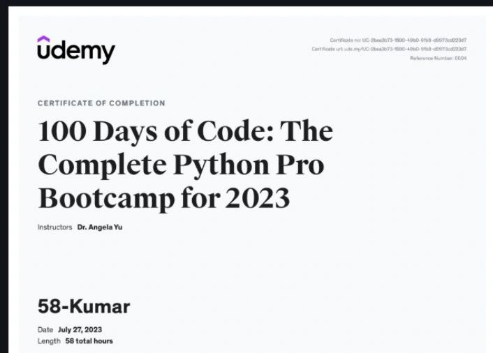 Kumar N on LinkedIn: #python #programming #udemy #continuouslearning Kumar N on LinkedIn: #python #programming #udemy #continuouslearning