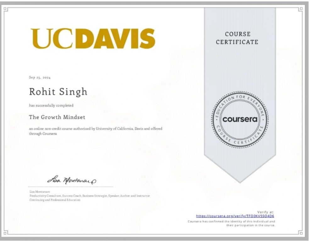 Rohit Raj Singh on LinkedIn: I have obtained a new certification on The ... Rohit Raj Singh on LinkedIn: I have obtained a new certification on The ...