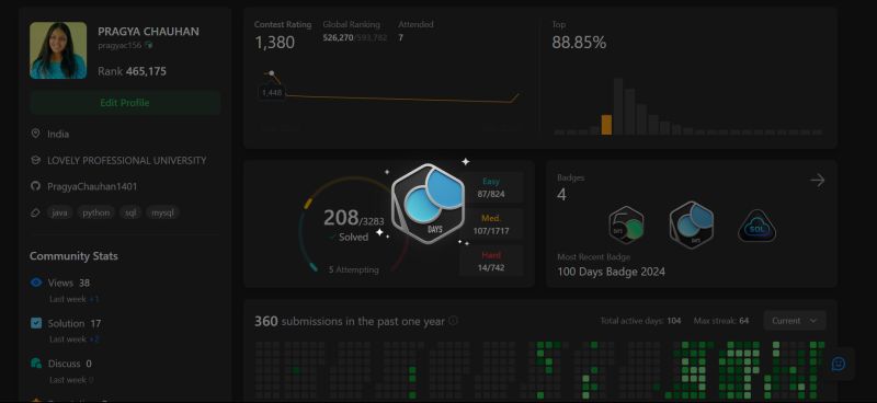 PRAGYA CHAUHAN on LinkedIn: #leetcode #100daysofcode #codingjourney # ... PRAGYA CHAUHAN on LinkedIn: #leetcode #100daysofcode #codingjourney # ...