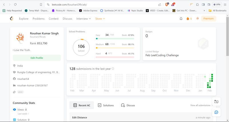 Roushan Kumar on LinkedIn: #leetcode #coding #achievementunlocked # ... Roushan Kumar on LinkedIn: #leetcode #coding #achievementunlocked # ...