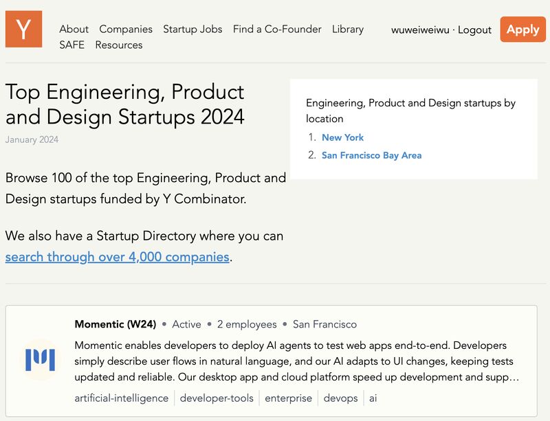Wei-Wei W. on LinkedIn: Proud to see Momentic (YC W24) listed as one of ... Wei-Wei W. on LinkedIn: Proud to see Momentic (YC W24) listed as one of ...