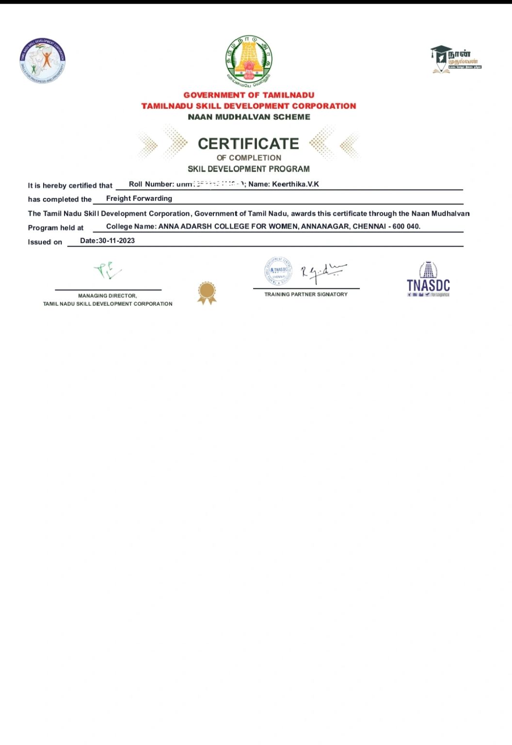 Keerthika V K on LinkedIn: COMPLETED FREIGHT FORWARDING SKILL Keerthika V K on LinkedIn: COMPLETED FREIGHT FORWARDING SKILL