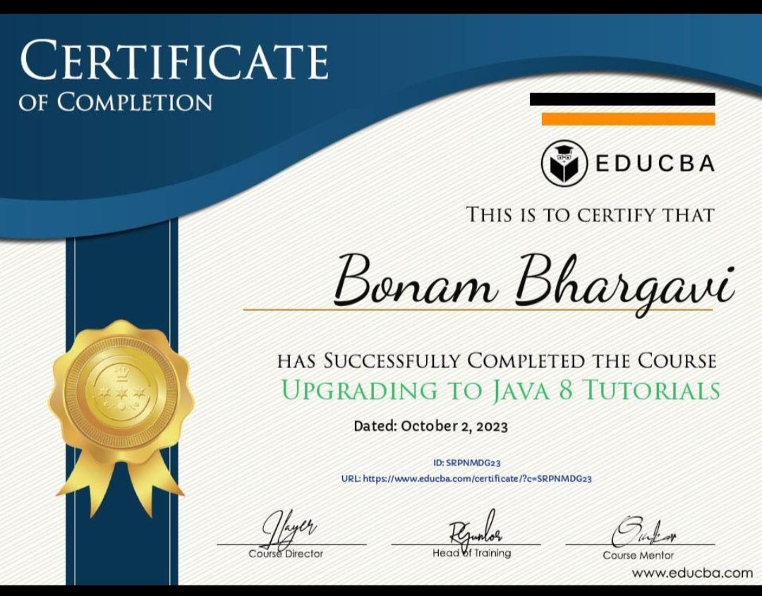 Bonam Bhargavi on LinkedIn: #java #educba Bonam Bhargavi on LinkedIn: #java #educba
