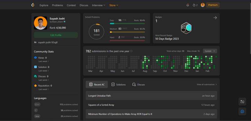 Suyash Joshi on LinkedIn: #leetcode #codingmilestone #problemsolving # ... Suyash Joshi on LinkedIn: #leetcode #codingmilestone #problemsolving # ...