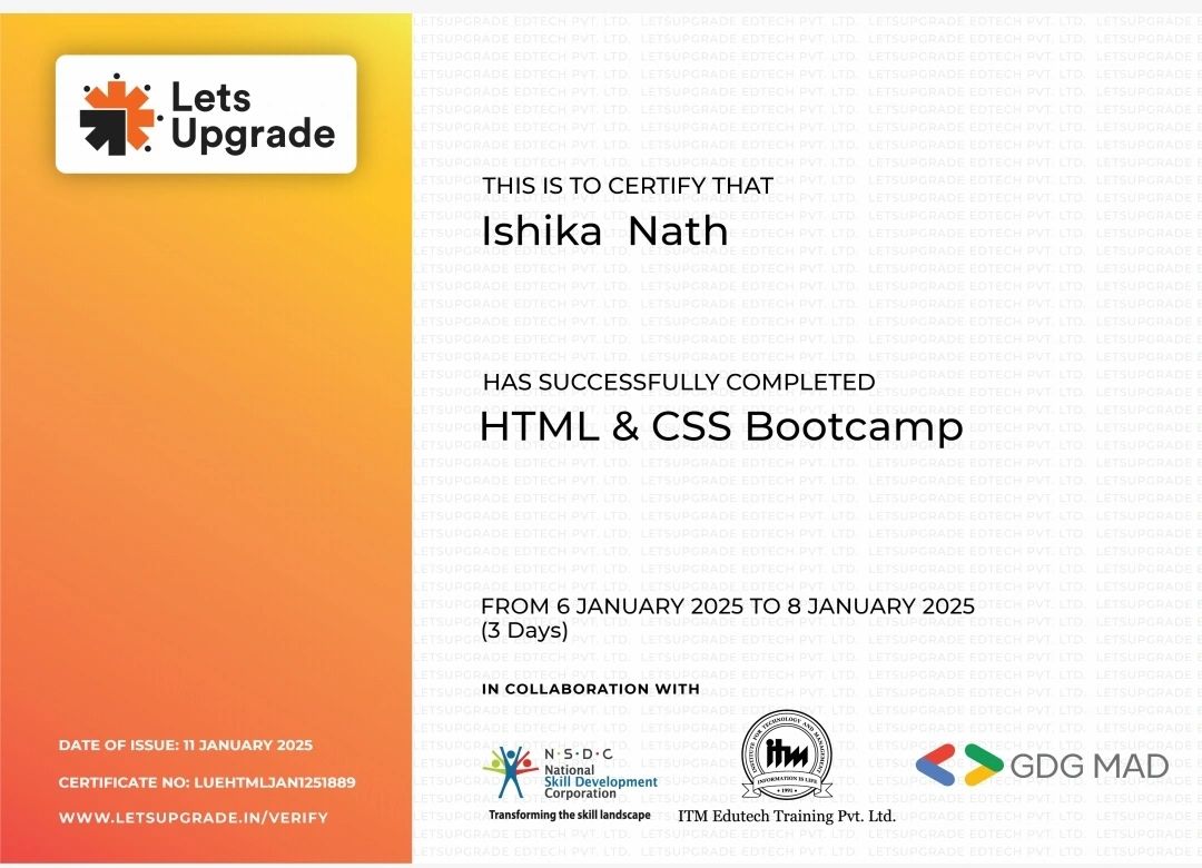 #letsupgrade #html #css #bootcamp | Ishika Nath #letsupgrade #html #css #bootcamp | Ishika Nath
