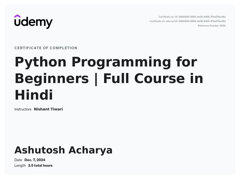 Ashutosh Acharya on LinkedIn: #pythonprogramming #udemy Ashutosh Acharya on LinkedIn: #pythonprogramming #udemy