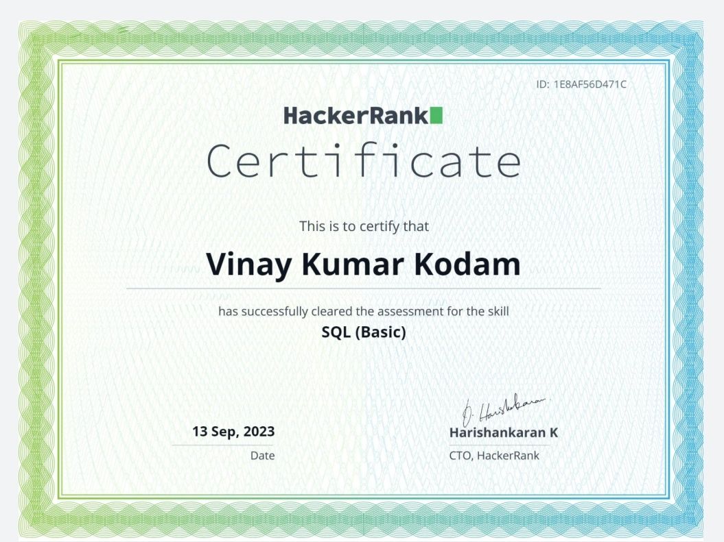 Vinay kumar Kodam on LinkedIn: #hackerrank #sql #database # ... Vinay kumar Kodam on LinkedIn: #hackerrank #sql #database # ...