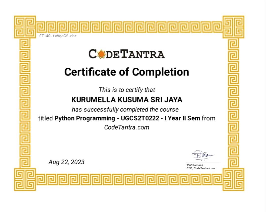Kusuma sri jaya Kurumella on LinkedIn: #codetantra Kusuma sri jaya Kurumella on LinkedIn: #codetantra