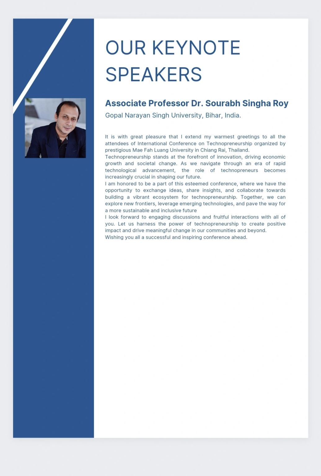 I feel honoured to be the Keynote speaker in an International ... I feel honoured to be the Keynote speaker in an International ...