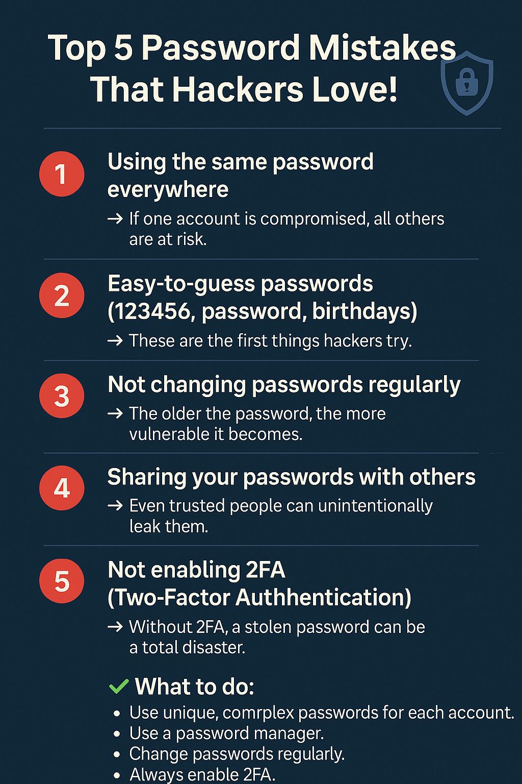 🔐 Top 5 Common Password Mistakes Hackers Take Advantage Of: 1️⃣ Using ... 🔐 Top 5 Common Password Mistakes Hackers Take Advantage Of: 1️⃣ Using ...