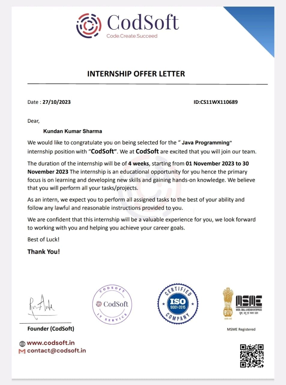 Kundan Kumar Sharma on LinkedIn: #codsoft #codsoft #codsoft #internship ... Kundan Kumar Sharma on LinkedIn: #codsoft #codsoft #codsoft #internship ...