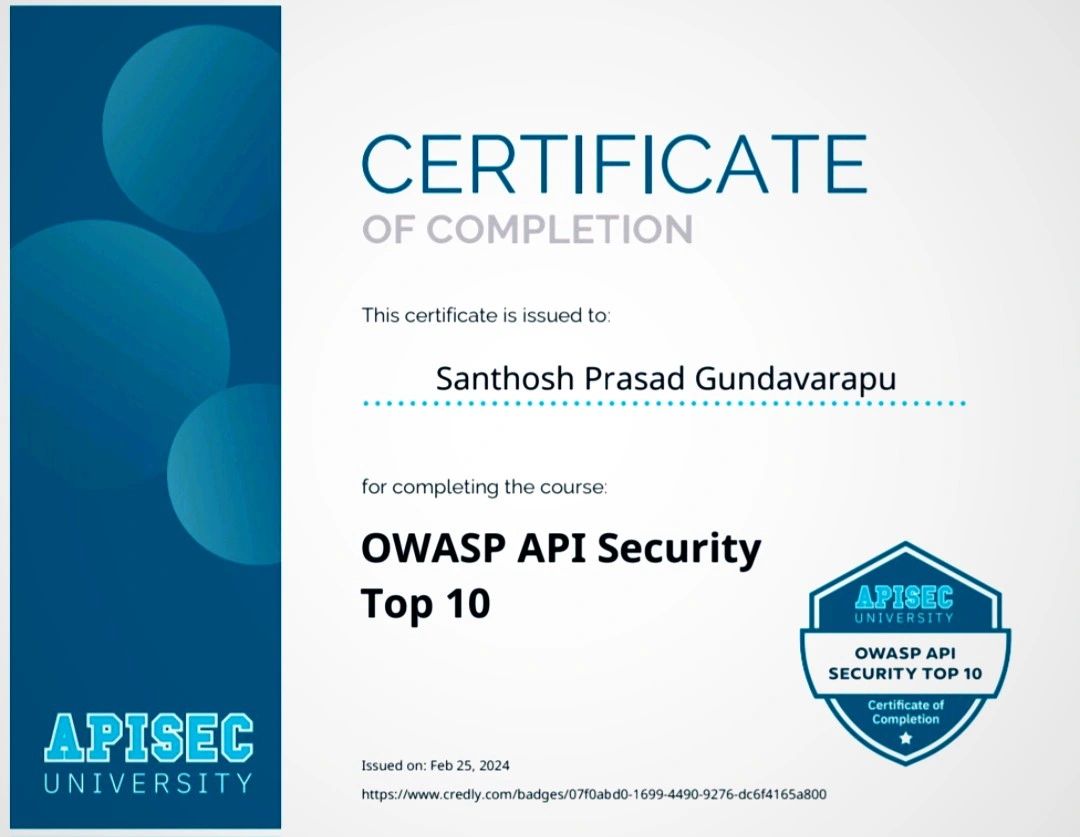 My course on API security risks 2023 | SANTHOSH GUNDAVARAPU posted on ... My course on API security risks 2023 | SANTHOSH GUNDAVARAPU posted on ...
