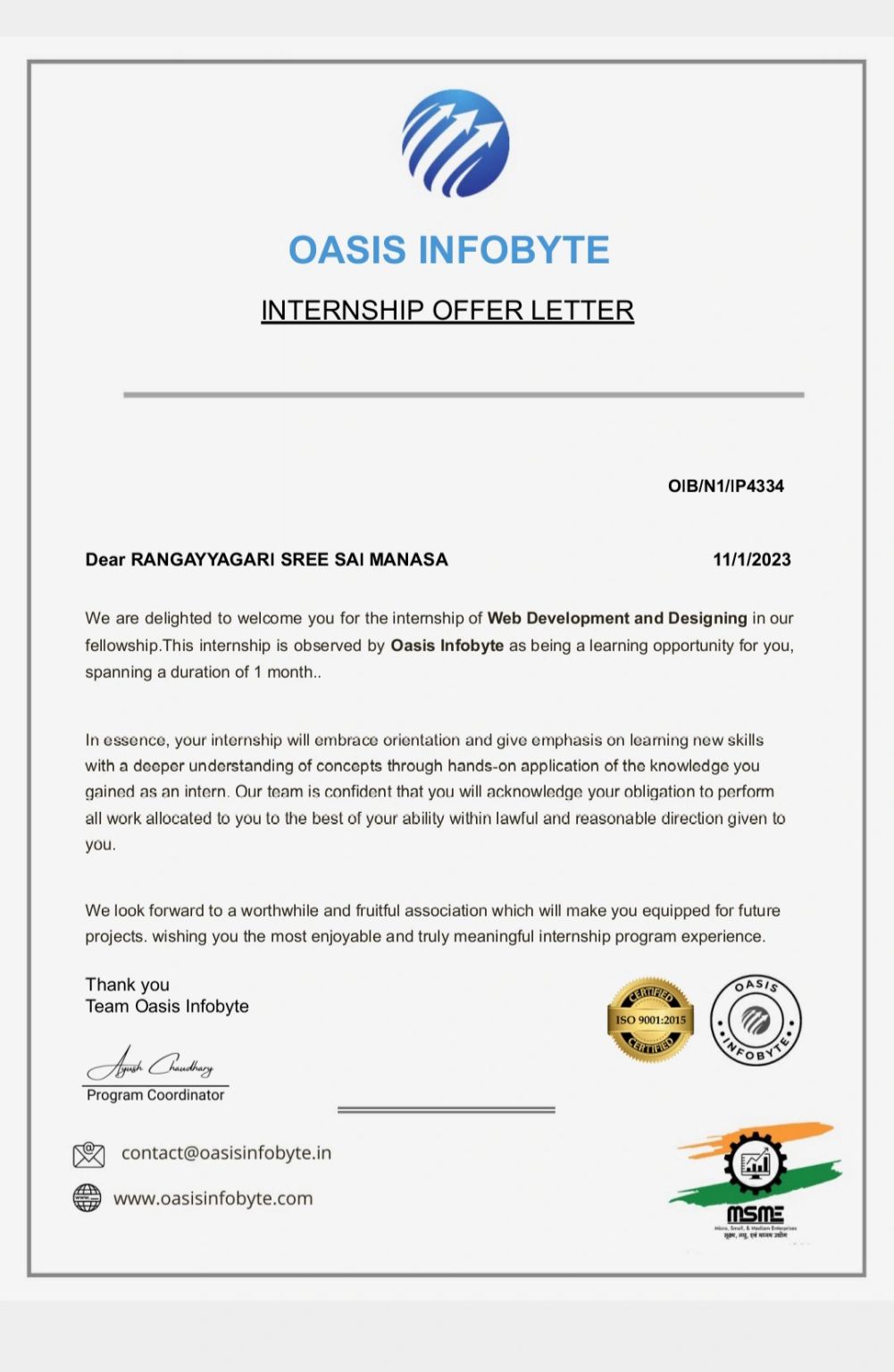 Rangayyagari Sree Sai Manasa on LinkedIn: #internship #oasisinfobyte # ... Rangayyagari Sree Sai Manasa on LinkedIn: #internship #oasisinfobyte # ...