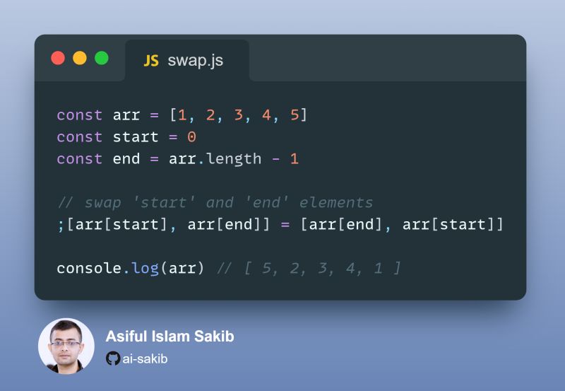 Asiful Islam Sakib on LinkedIn: #javascript #swap #array_destructure Asiful Islam Sakib on LinkedIn: #javascript #swap #array_destructure