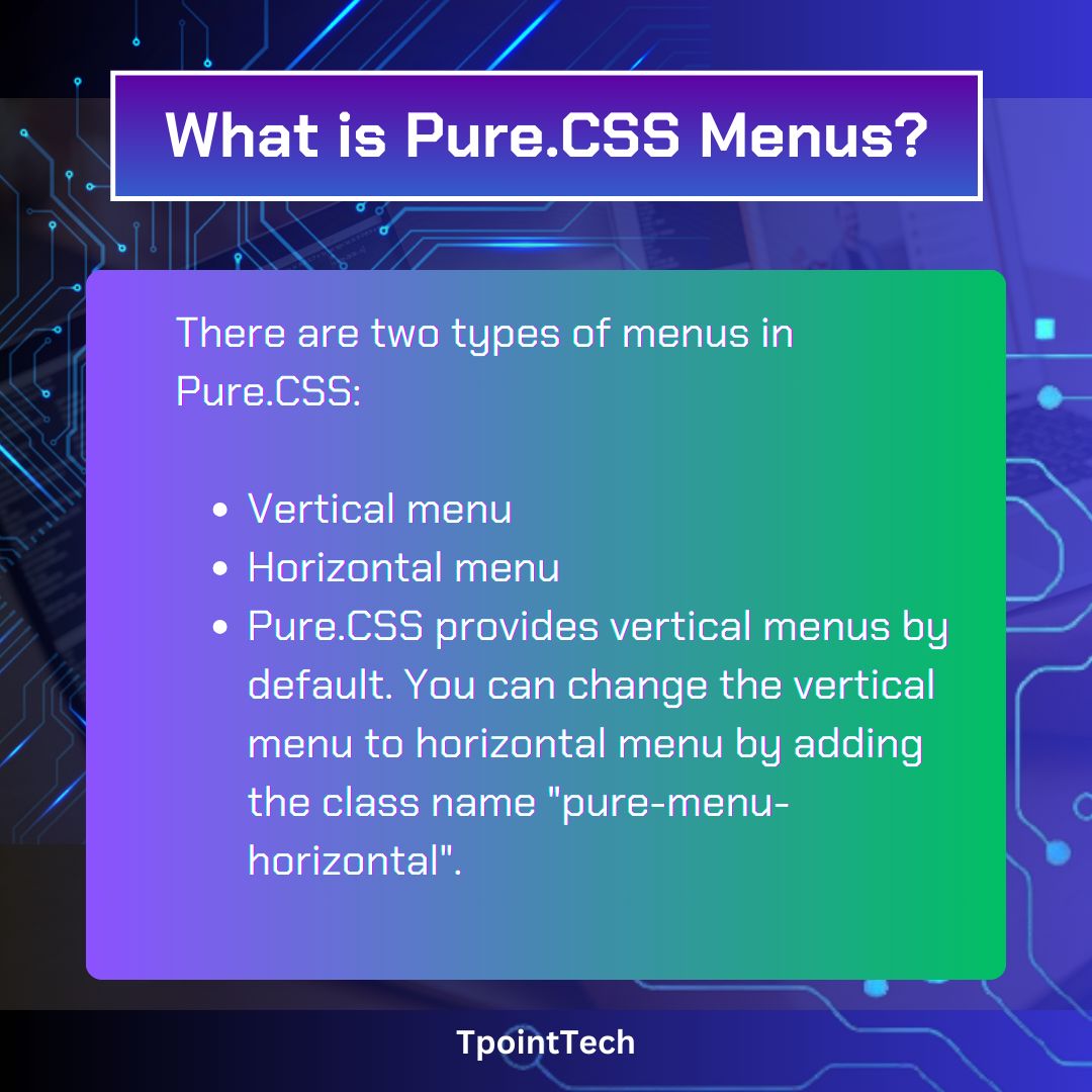 Tpoint Tech on LinkedIn: #purecss #css #html #javascript #tpointtech Tpoint Tech on LinkedIn: #purecss #css #html #javascript #tpointtech