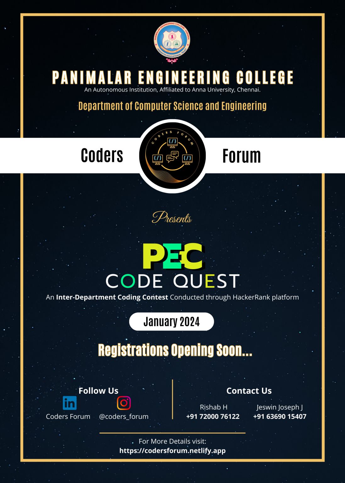 Coders Forum on LinkedIn: #codersforum #panimalar #peccodequest #pec # ... Coders Forum on LinkedIn: #codersforum #panimalar #peccodequest #pec # ...