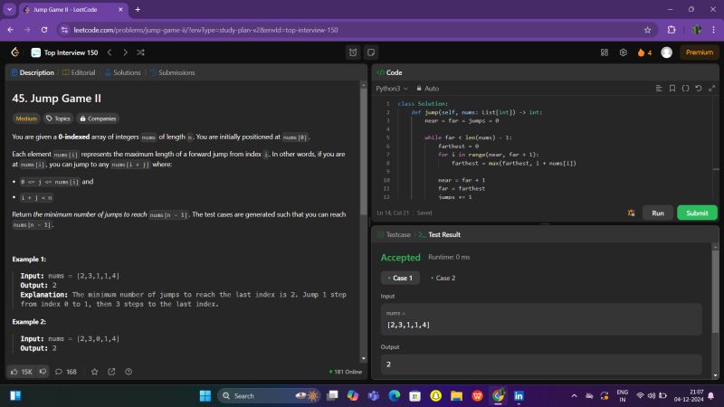 Soumyashree Rath on LinkedIn: 📌 Solved Problem_10: Jump Game II 📌 ... Soumyashree Rath on LinkedIn: 📌 Solved Problem_10: Jump Game II 📌 ...