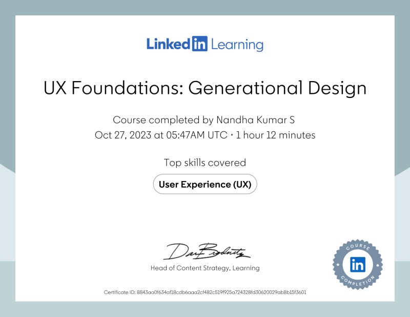 Nandha Kumar S on LinkedIn: Certificate of Completion Nandha Kumar S on LinkedIn: Certificate of Completion